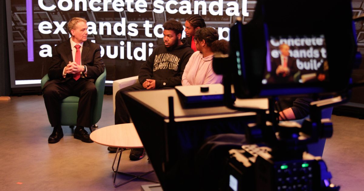 Students film politics debate in studio — Barking & Dagenham College